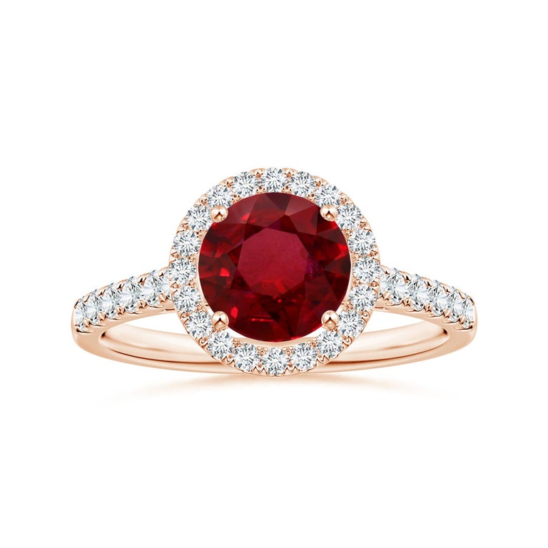 Customizable Angara Gia Certified Natural Ruby Halo Ring in Rose Gold ...