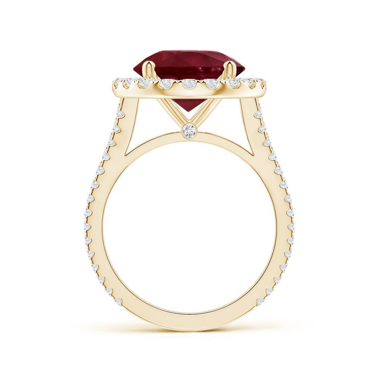 Customizable ANGARA GIA Certified Natural Ruby Halo Ring in Yellow Gold ...