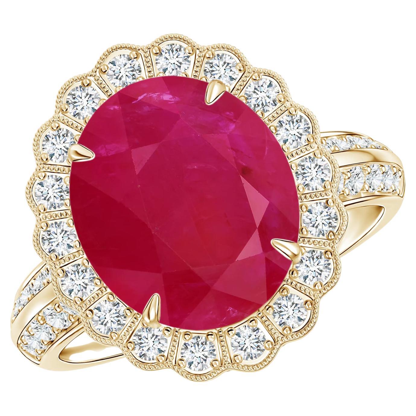 Customizable Angara Gia Certified Natural Ruby Ring in Yellow Gold with ...