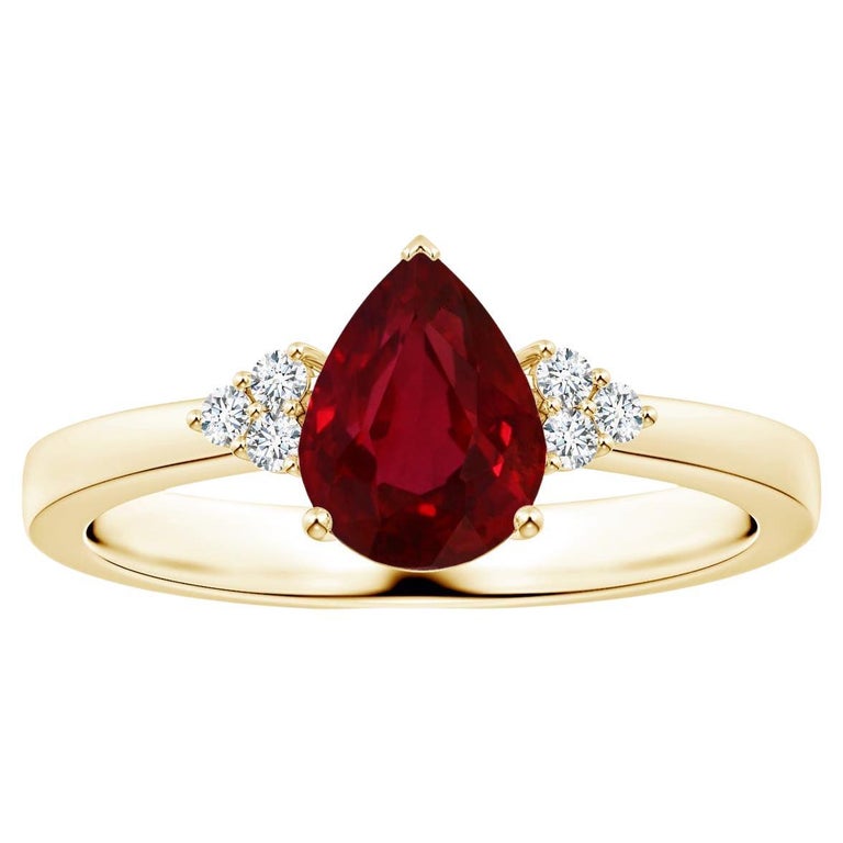 Customizable ANGARA GIA Certified Natural Ruby Ring in Yellow Gold with ...