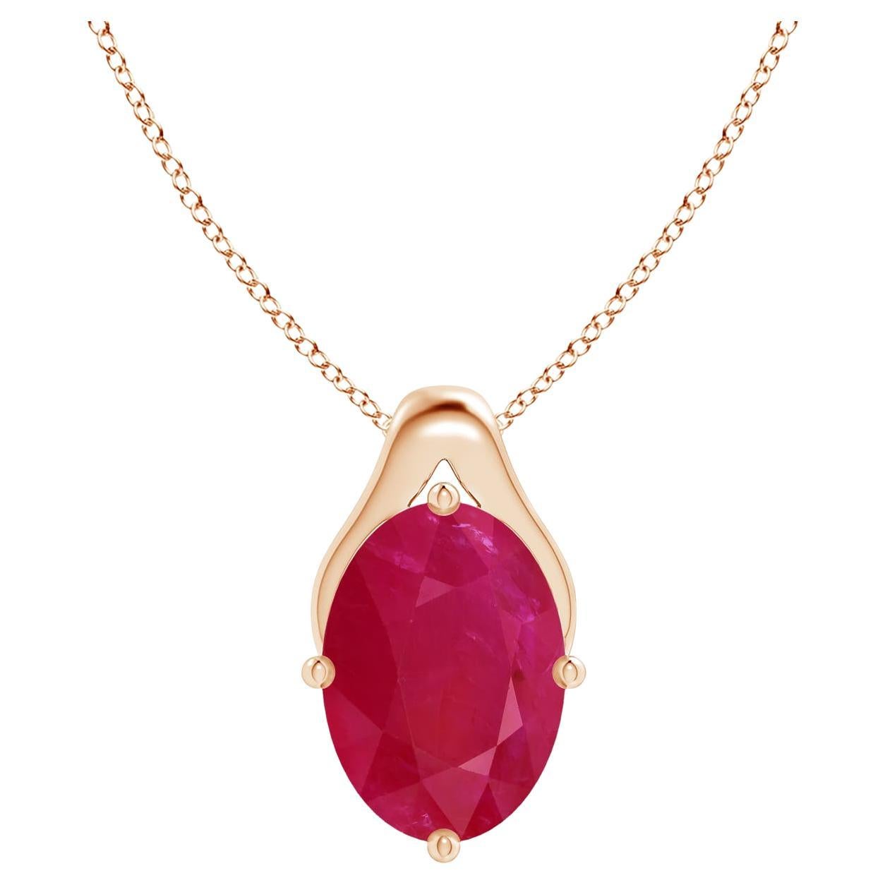 ANGARA GIA Certified Natural Ruby Rose Gold Pendant Necklace For Sale at 1stDibs