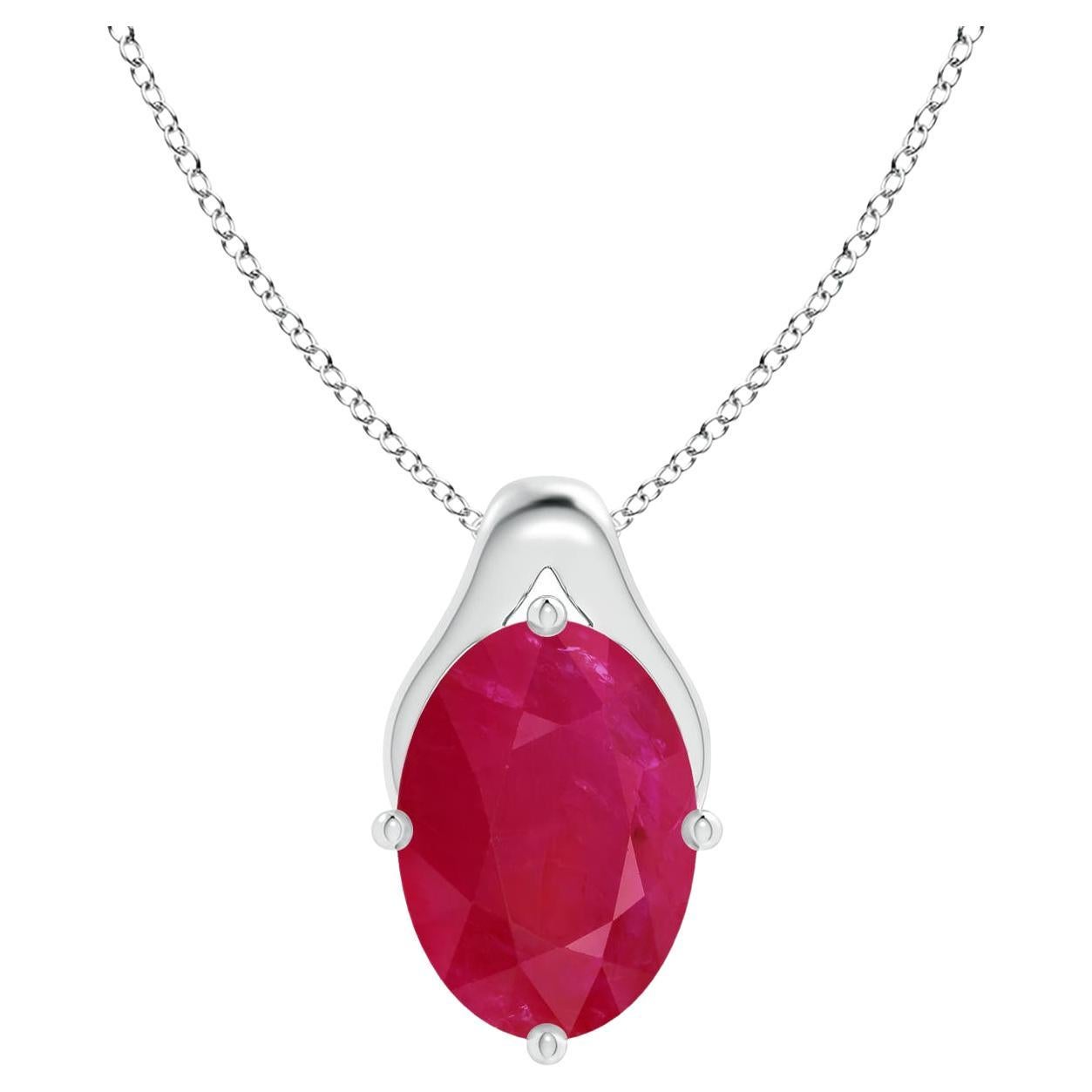 Angara Gia Certified Natural Ruby White Gold Pendant Necklace with ...