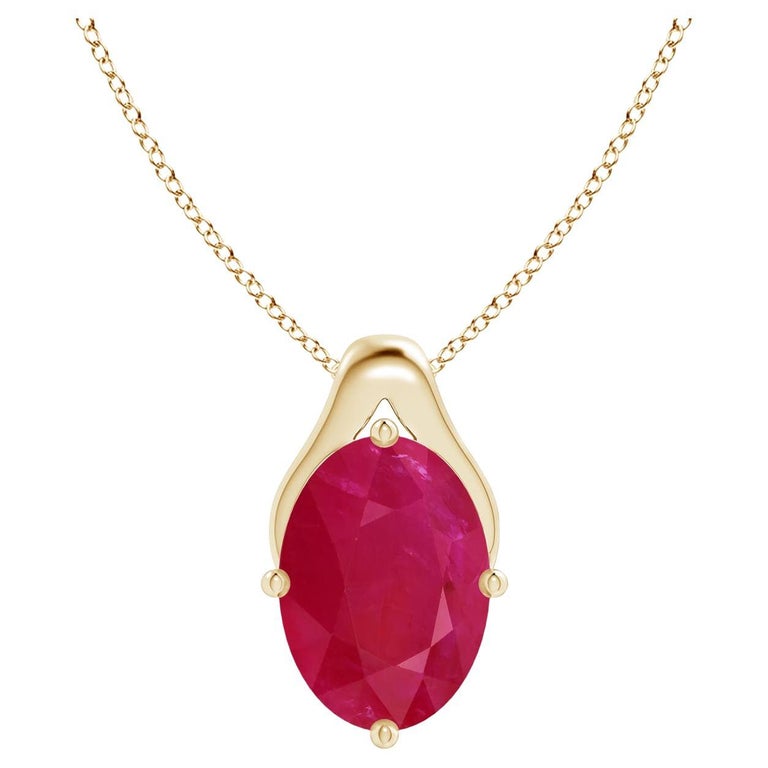 ANGARA GIA Certified Natural Ruby Yellow Gold Pendant Necklace For Sale ...