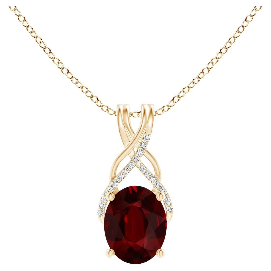 ANGARA GIA Certified Natural Ruby Yellow Gold Pendant Necklace with Diamonds For Sale at 1stDibs