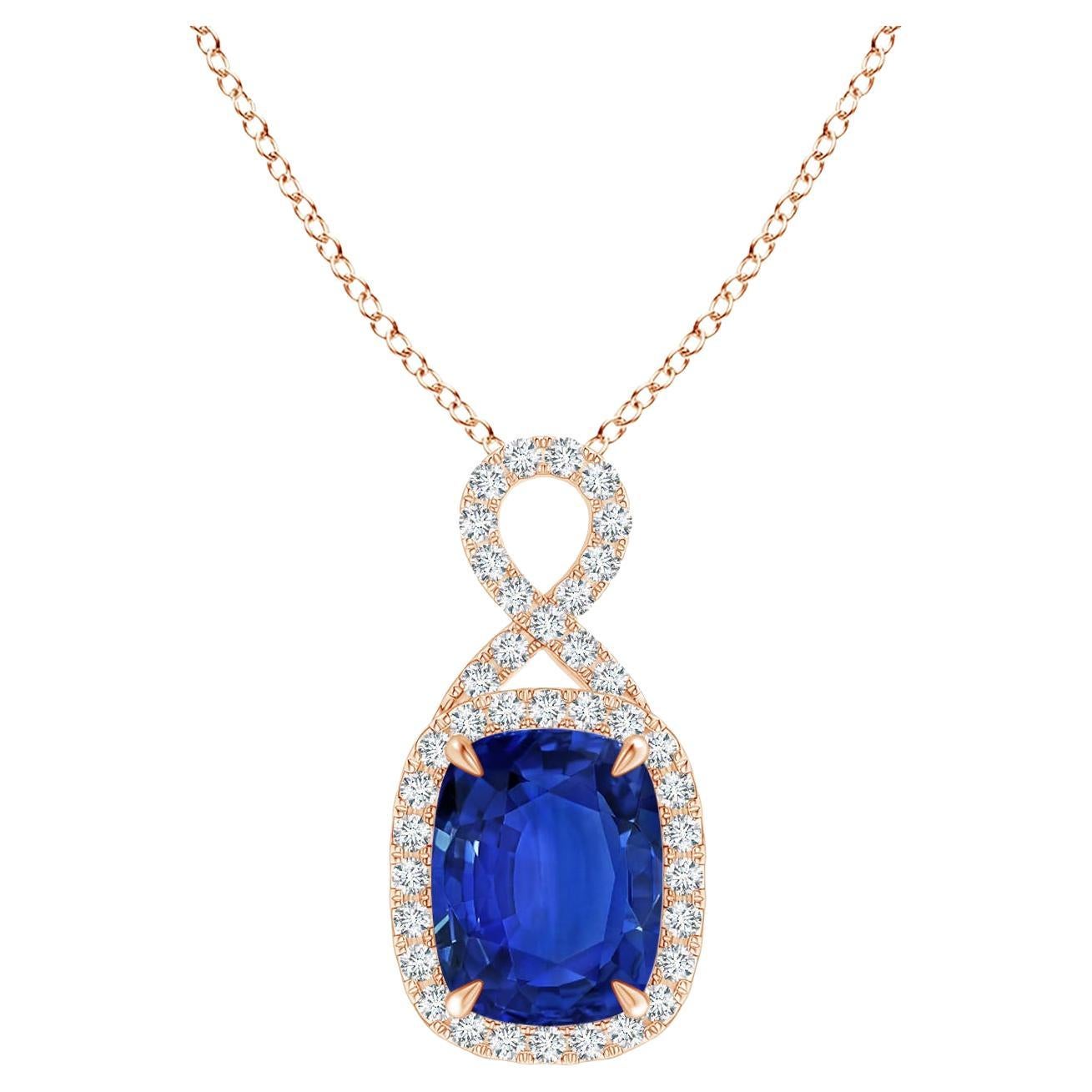 Angara Gia Certified Natural Sapphire Infinity White Gold Pendant ...