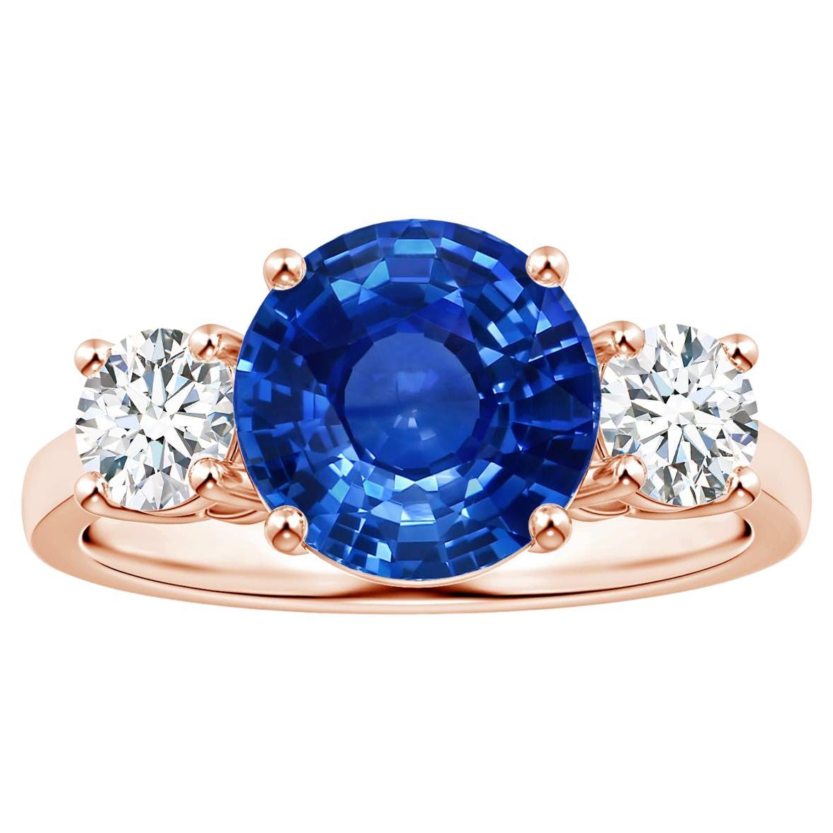 Customizable Angara GIA Certified Natural Sapphire Three-Stone Diamond ...