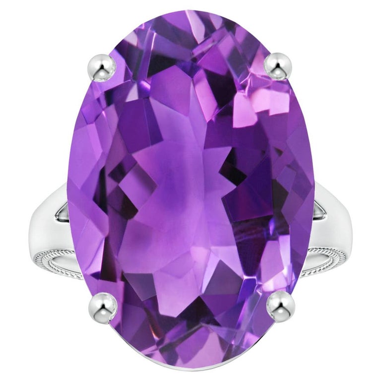 Customizable GIA Certified Natural Solitaire Amethyst Split Shank Ring in White Gold For Sale at ...