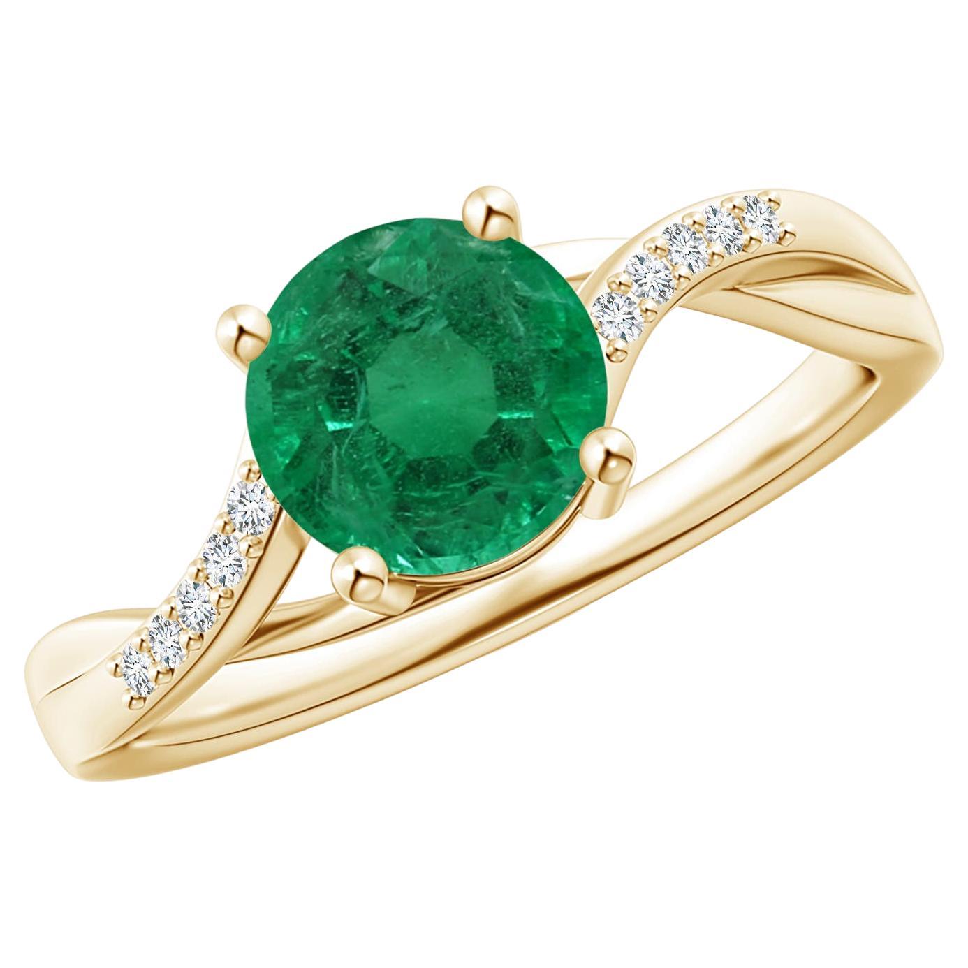 Customizable ANGARA GIA Certified Natural Solitaire Emerald Split Shank ...