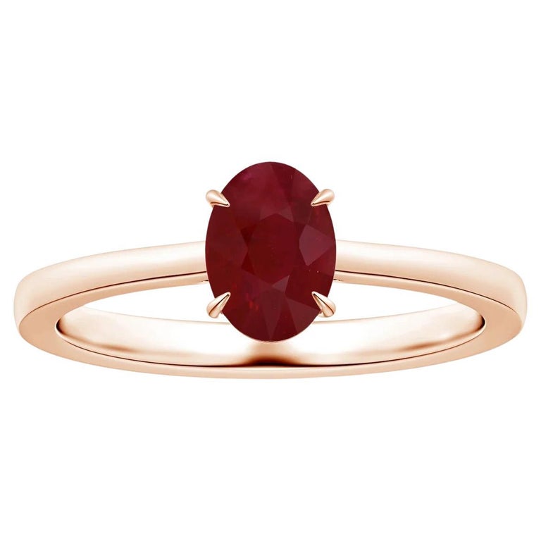 Customizable Angara Gia Certified Natural Solitaire Oval Ruby Ring in ...