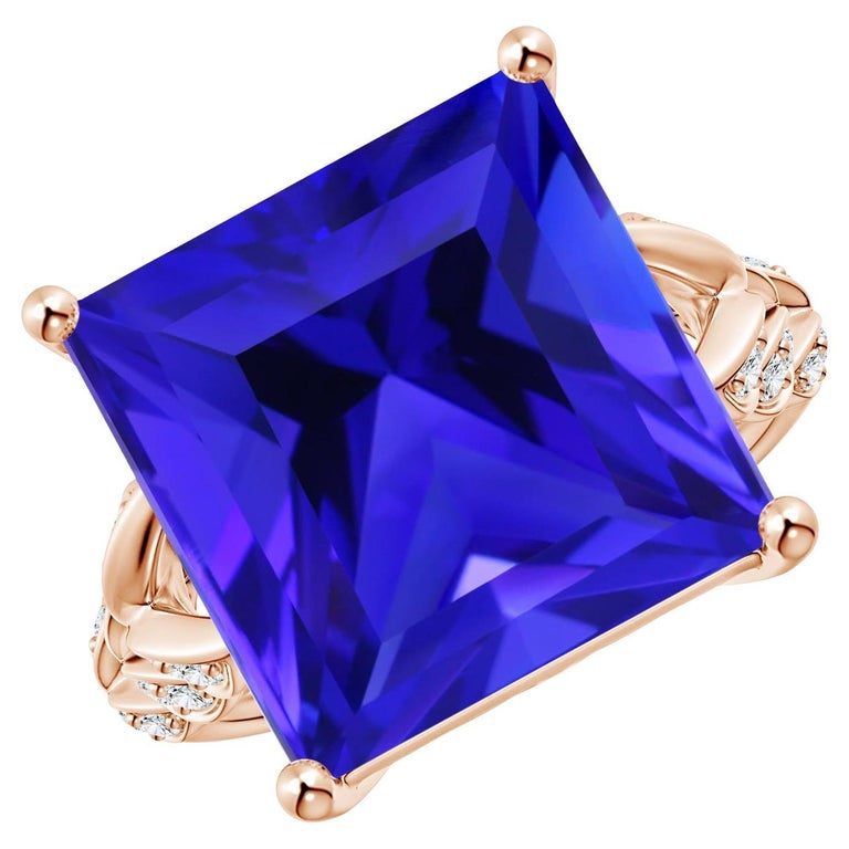 Customizable Angara GIA Certified Natural Square Tanzanite Ring in Rose ...