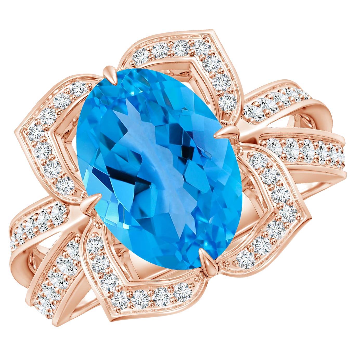 Customizable GIA Certified Natural Swiss Blue Topaz Floral Cocktail ...