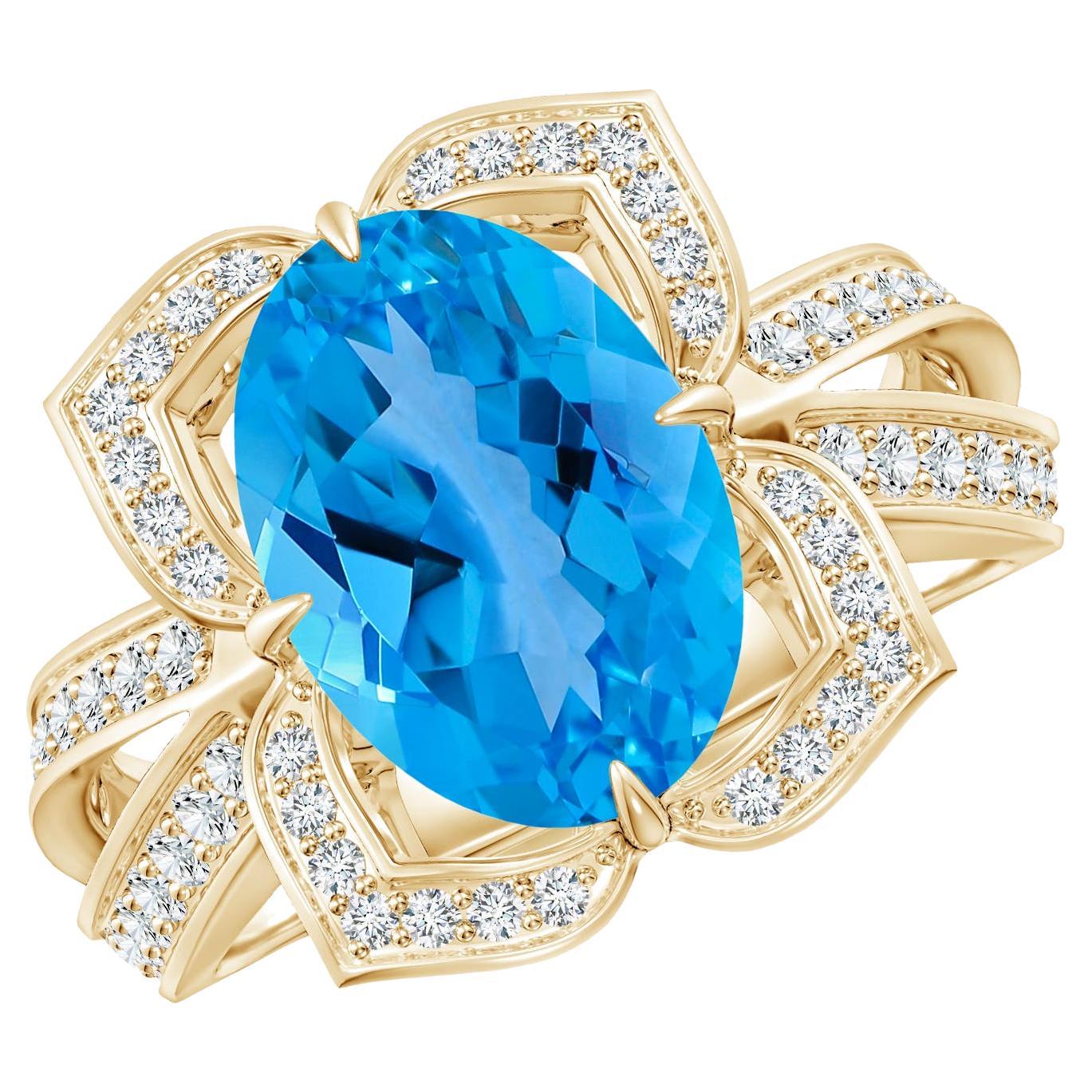 Customizable Angara GIA Certified Natural Swiss Blue Topaz Floral ...