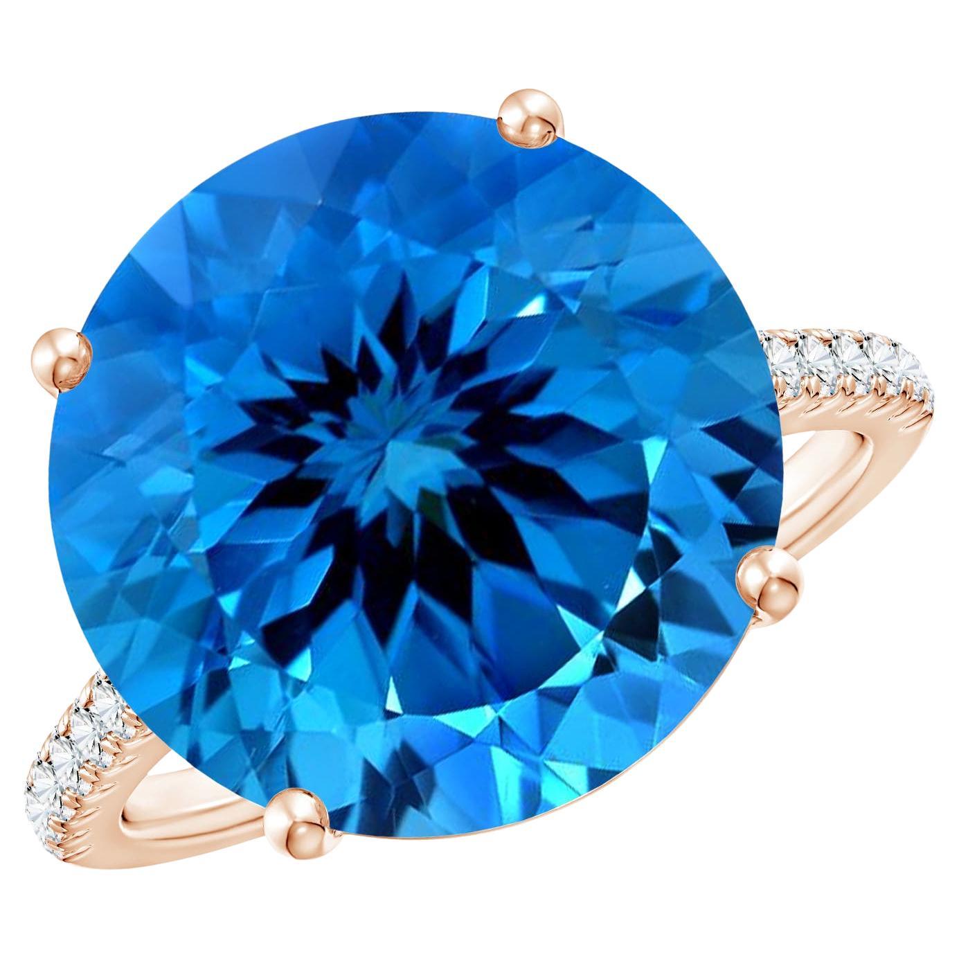 Customizable Angara GIA Certified Natural Swiss Blue Topaz Ring in Rose Gold with Diamonds For ...