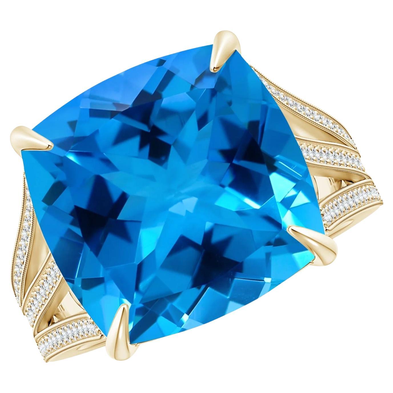 Customizable GIA Certified Natural Swiss Blue Topaz Ring in Yellow Gold ...