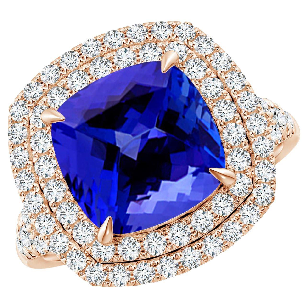 Customizable Angara Gia Certified Natural Tanzanite Double Halo
