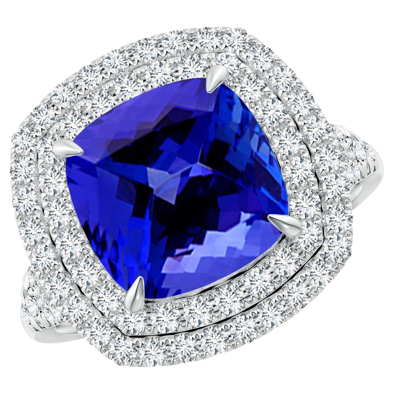 Customizable ANGARA GIA Certified Natural Tanzanite Double Halo ...