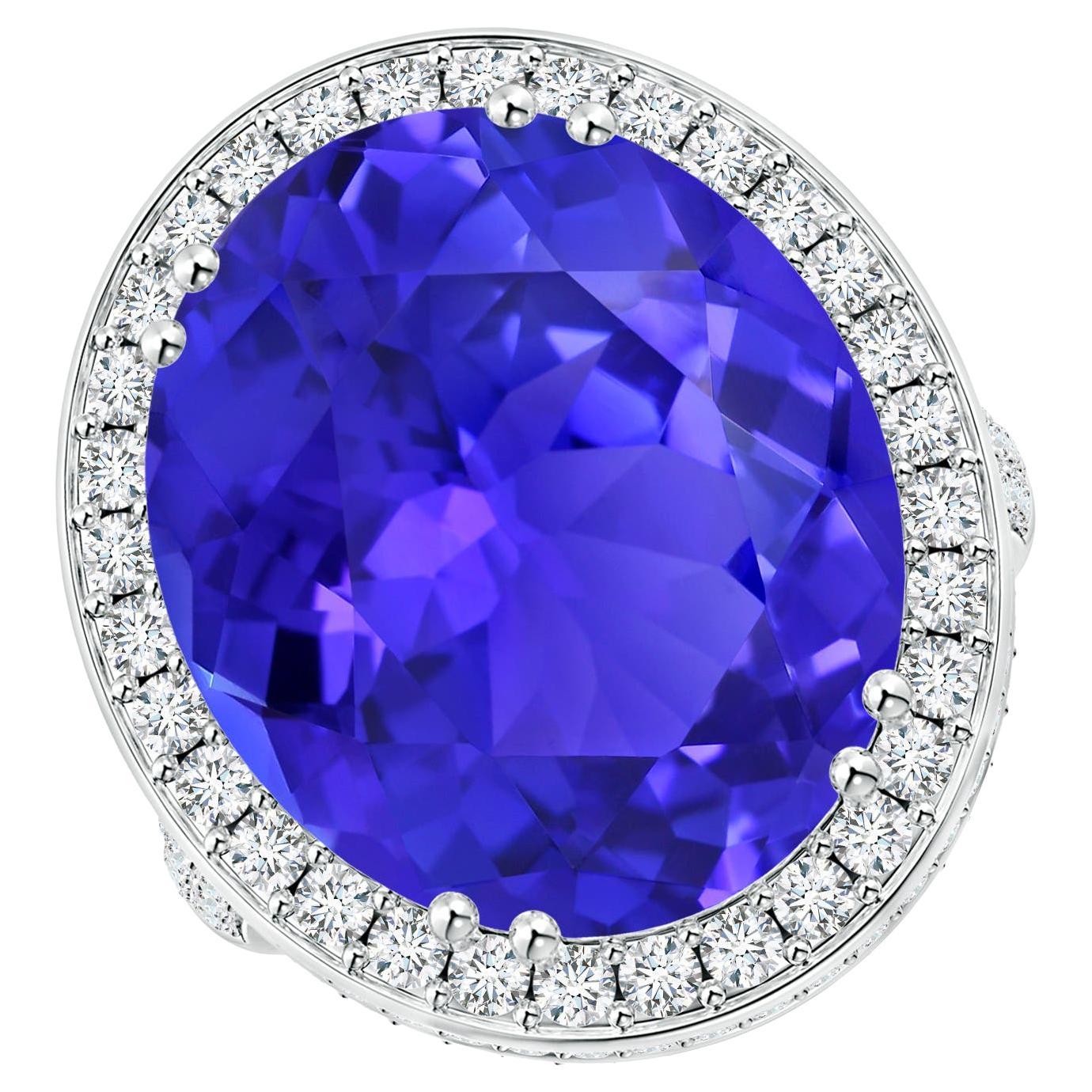 Customizable Angara GIA Certified Natural Tanzanite Floral Basket Halo ...