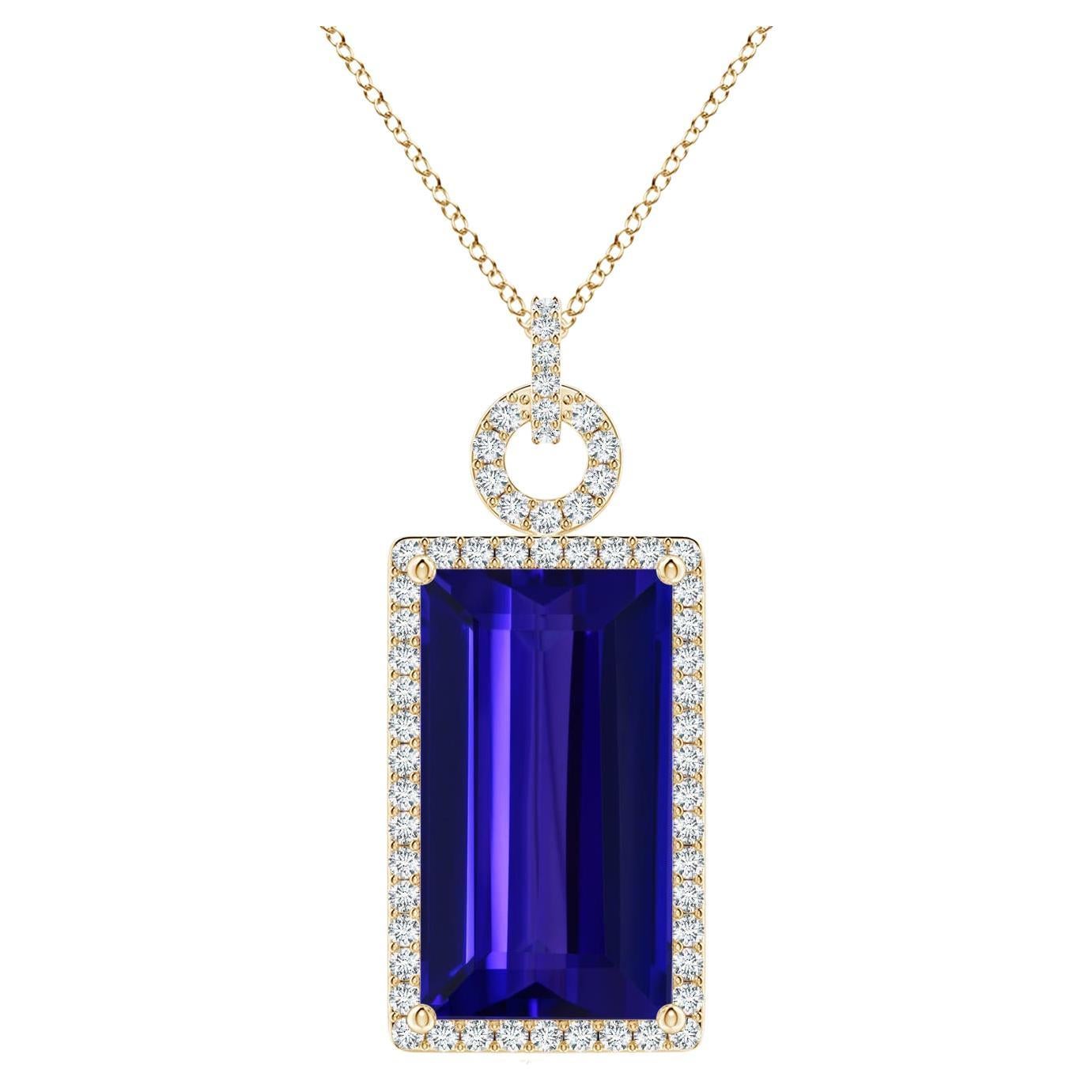Angara Gia Certified Natural Tanzanite Solid Rose Gold Pendant Necklace For Sale at 1stDibs