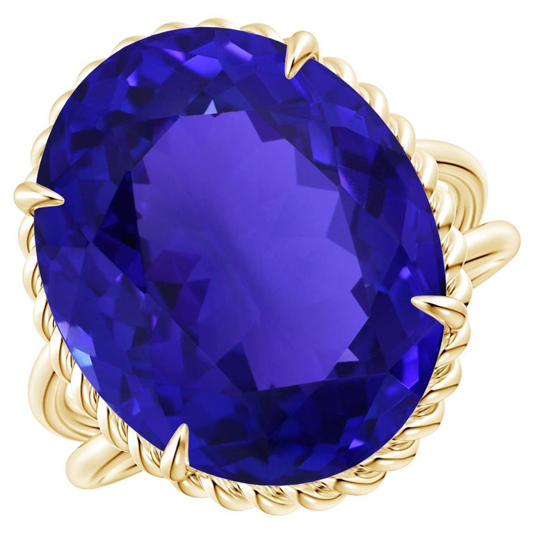 Customizable Angara GIA Certified Natural Tanzanite Split Shank Ring in Yellow Gold For Sale at ...
