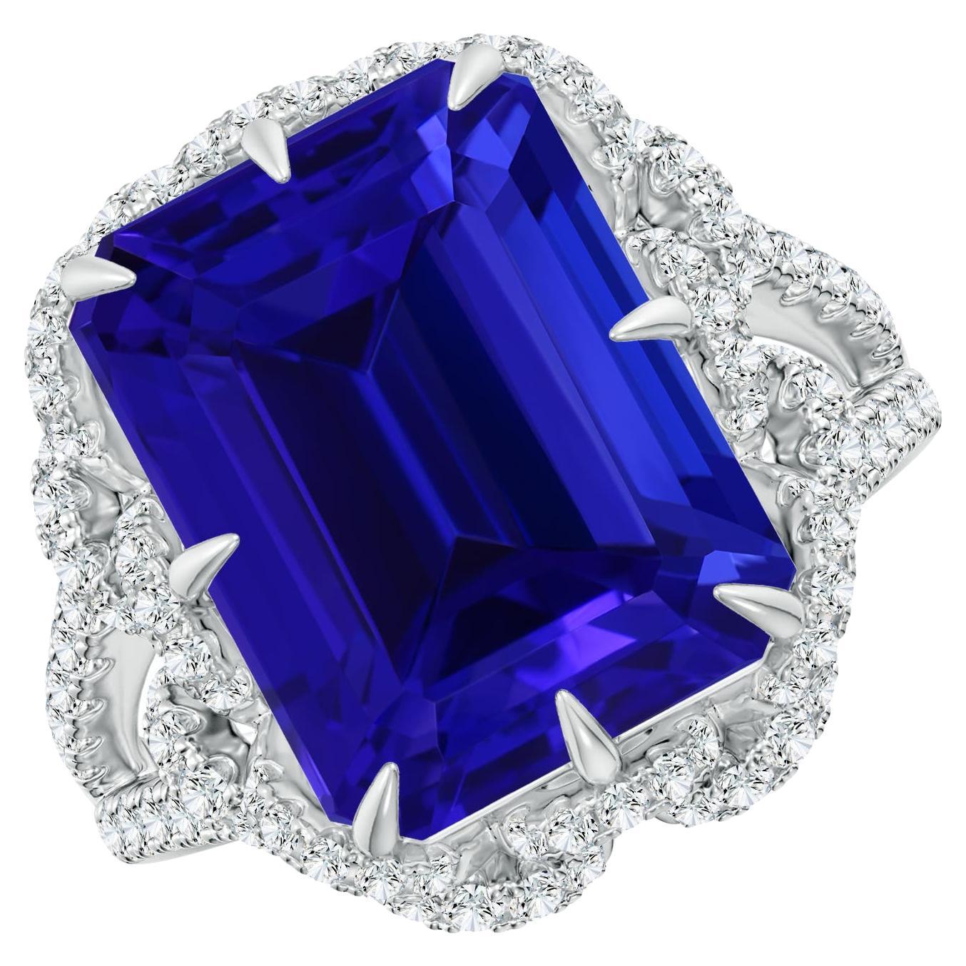 Customizable GIA Certified Natural Tanzanite Halo Split Shank Ring in ...