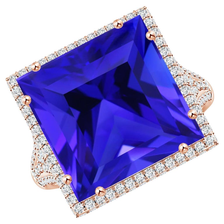 Customizable Angara GIA Certified Natural Tanzanite Square Rose Gold ...
