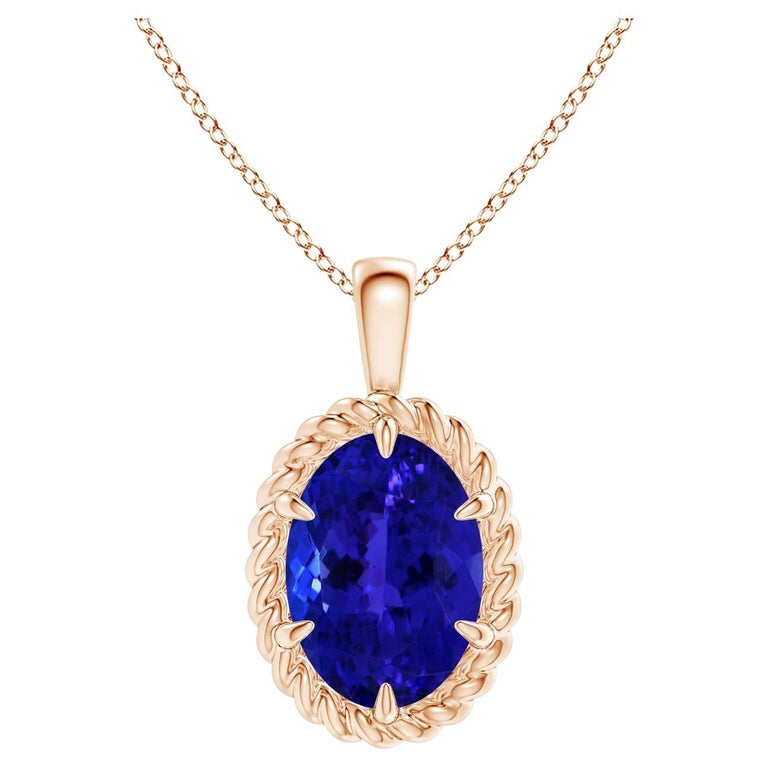 ANGARA GIA Certified Natural Tanzanite Twisted Rope Rose Gold Pendant ...