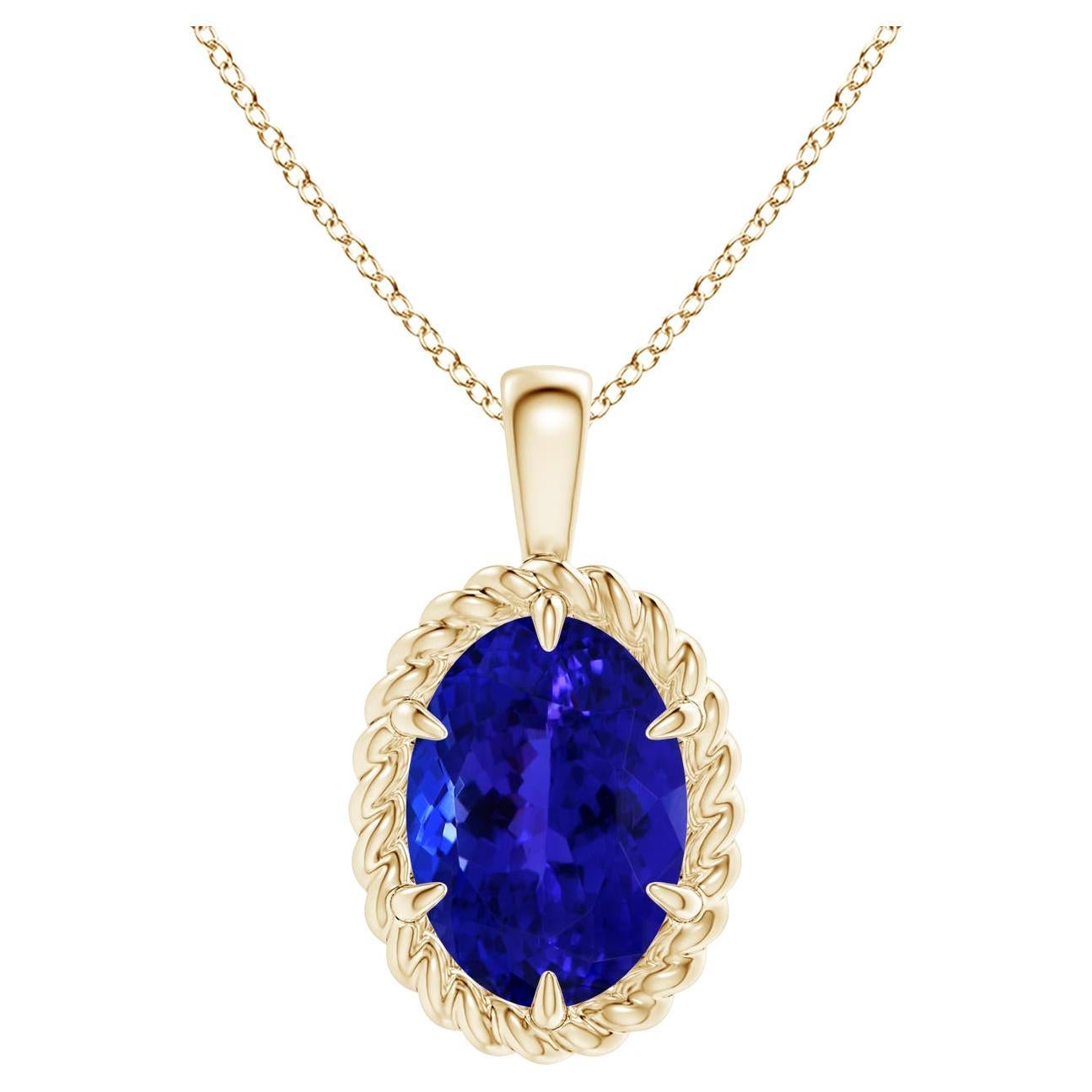 ANGARA GIA Certified Natural Tanzanite Twisted Rope White Gold Pendant Necklace For Sale at 1stDibs