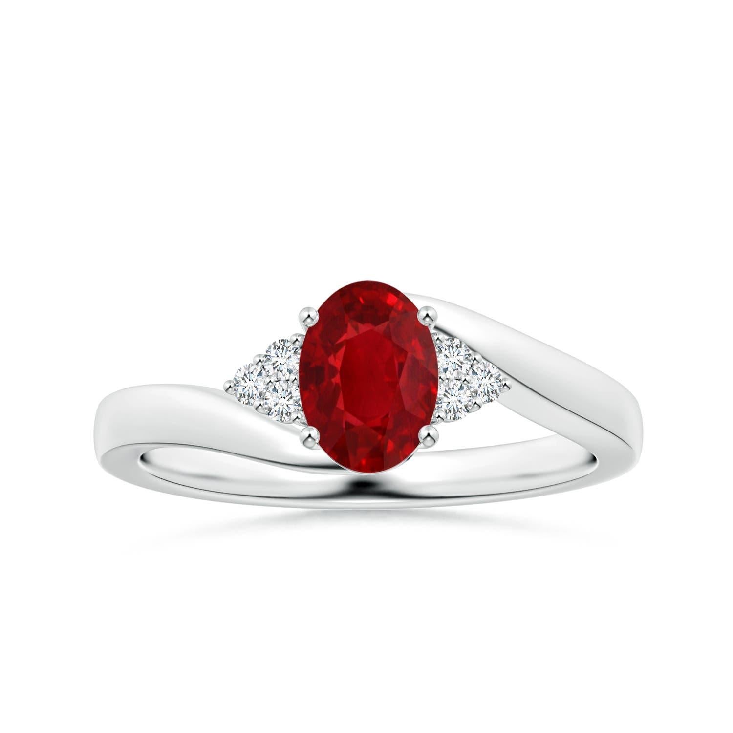 Customizable ANGARA GIA Certified Natural Tilted Ruby Ring in White ...