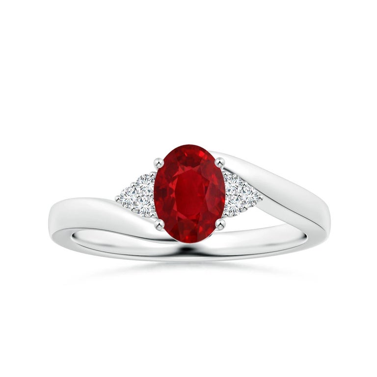 Customizable ANGARA GIA Certified Natural Tilted Oval Ruby Ring in ...