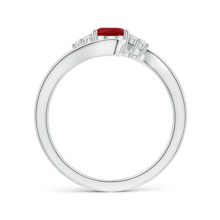 Customizable ANGARA GIA Certified Natural Tilted Ruby Ring in White ...