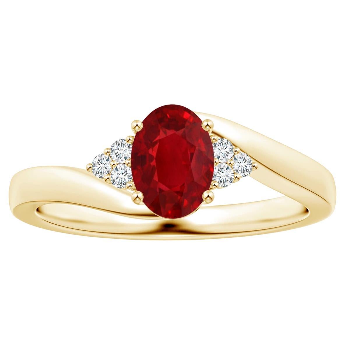 Customizable ANGARA GIA Certified Natural Tilted Ruby Ring in White ...