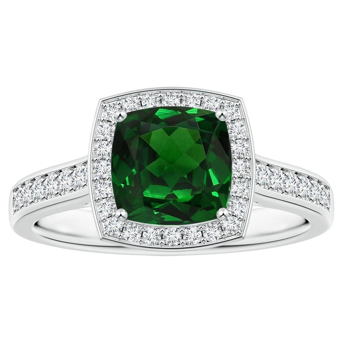 Customizable Angara Gia Certified Natural Tsavorite Halo Ring in Rose ...