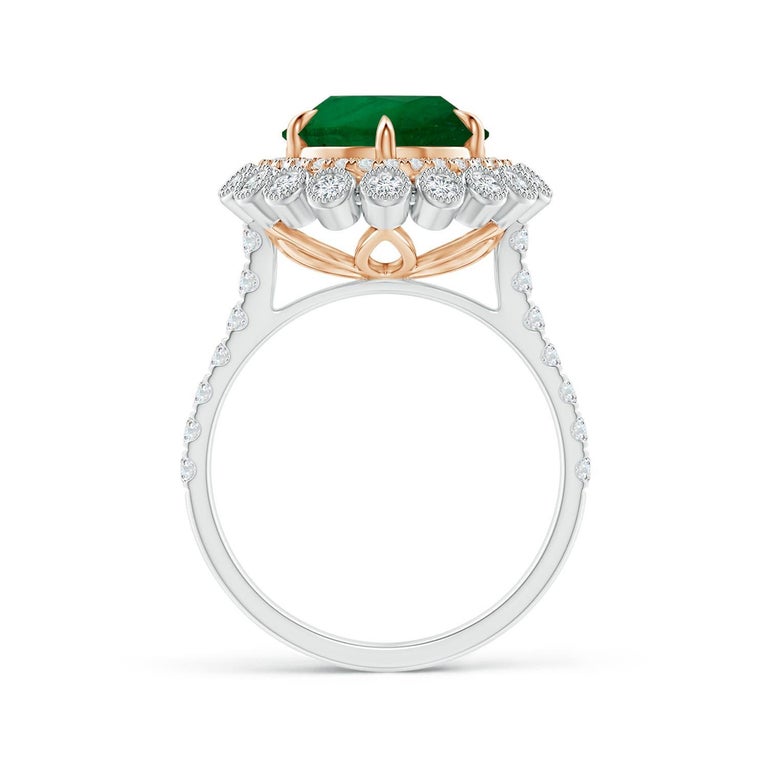 Customizable ANGARA GIA Certified Natural Two Tone Oval Emerald Double ...