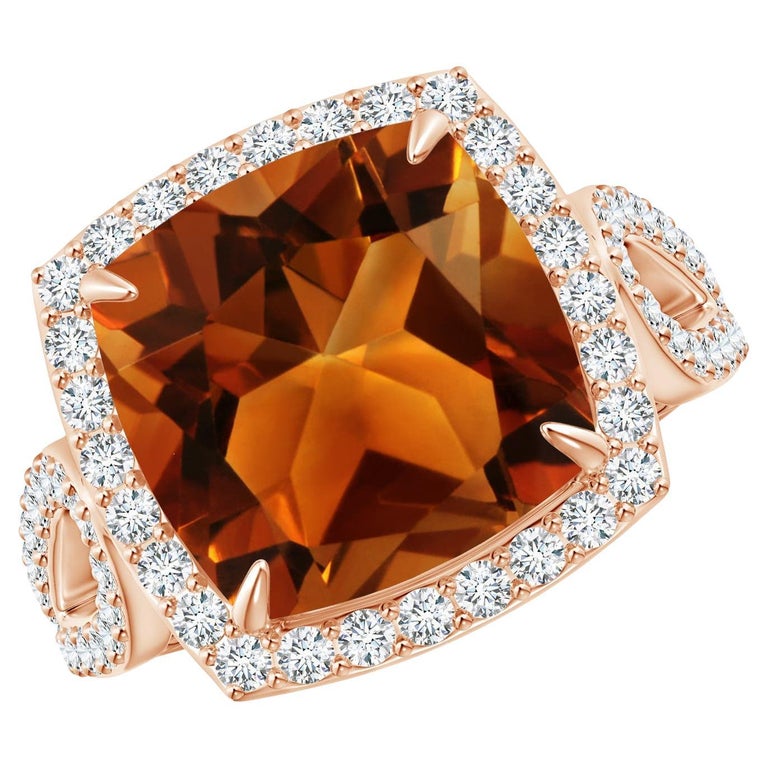 Customizable GIA Certified Natural Vintage Style Citrine Split Shank ...