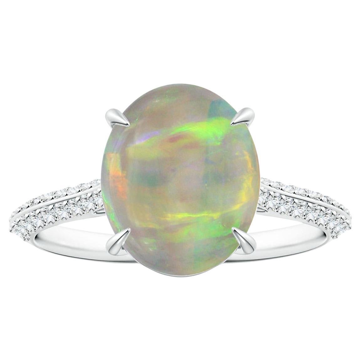 Customizable Angara GIA Certified Natural Opal Knife-Edge Ring in Rose ...