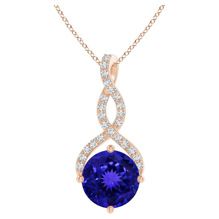 ANGARA GIA Certified Round Natural Tanzanite Infinity Twist Rose Gold Pendant For Sale at 1stDibs