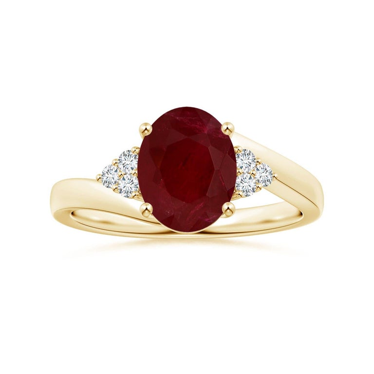 Customizable ANGARA GIA Certified Ruby Bypass Ring in Yellow Gold with ...