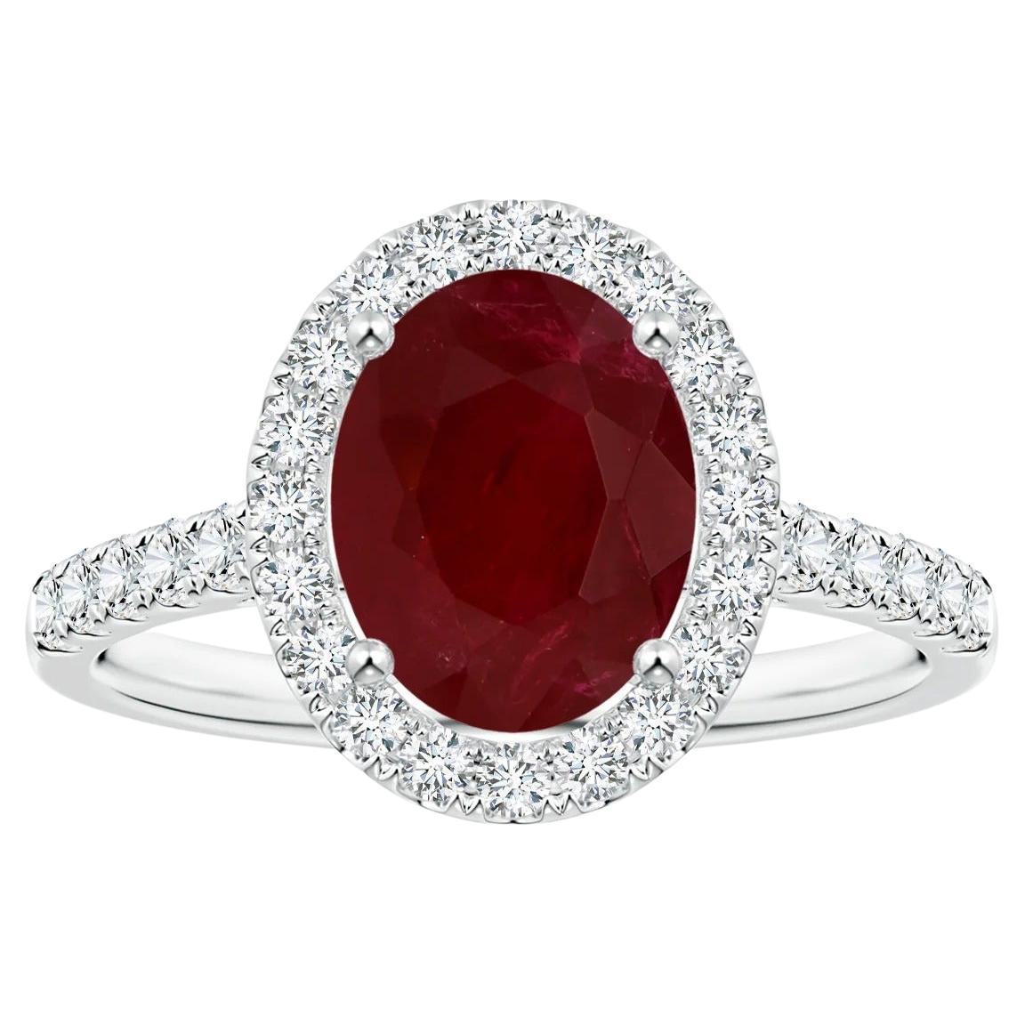 Customizable GIA Certified Natural Ruby Halo Ring in Platinum with ...