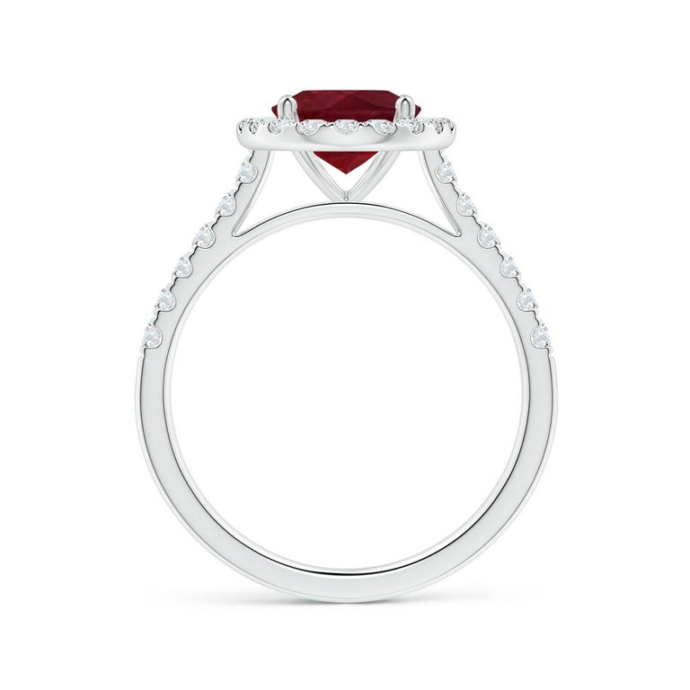 Customizable ANGARA GIA Certified Ruby Halo Ring in White Gold with ...