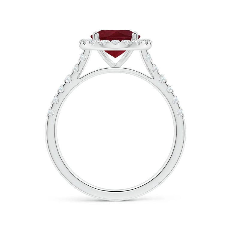 Customizable ANGARA GIA Certified Ruby Halo Ring in White Gold with ...