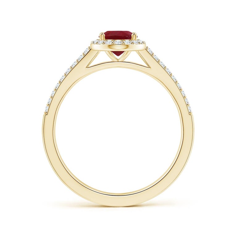 Customizable Angara Gia Certified Ruby Halo Ring in Yellow Gold with ...