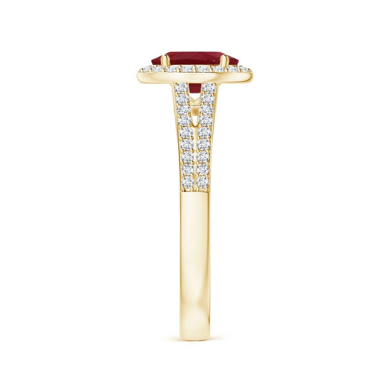 Customizable Angara Gia Certified Ruby Halo Ring in Yellow Gold with ...