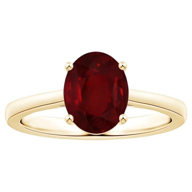 Customizable Angara Gia Certified Ruby Solitaire Yellow Gold Ring with ...