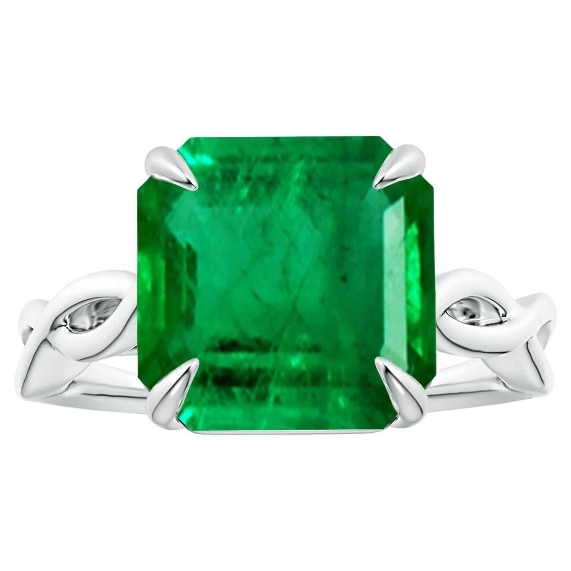 Customizable ANGARA GIA Certified Emerald Solitaire Ring in Platinum For Sale at 1stDibs
