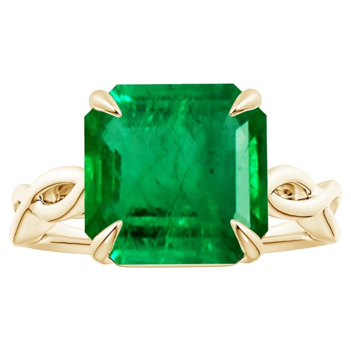 Customizable ANGARA GIA Certified Emerald Solitaire Ring in Yellow Gold ...