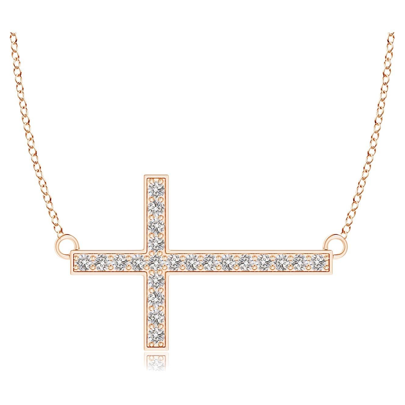 ANGARA Natural Classic Diamond Cross Necklace in 14K Rose Gold (I-J, I1 ...