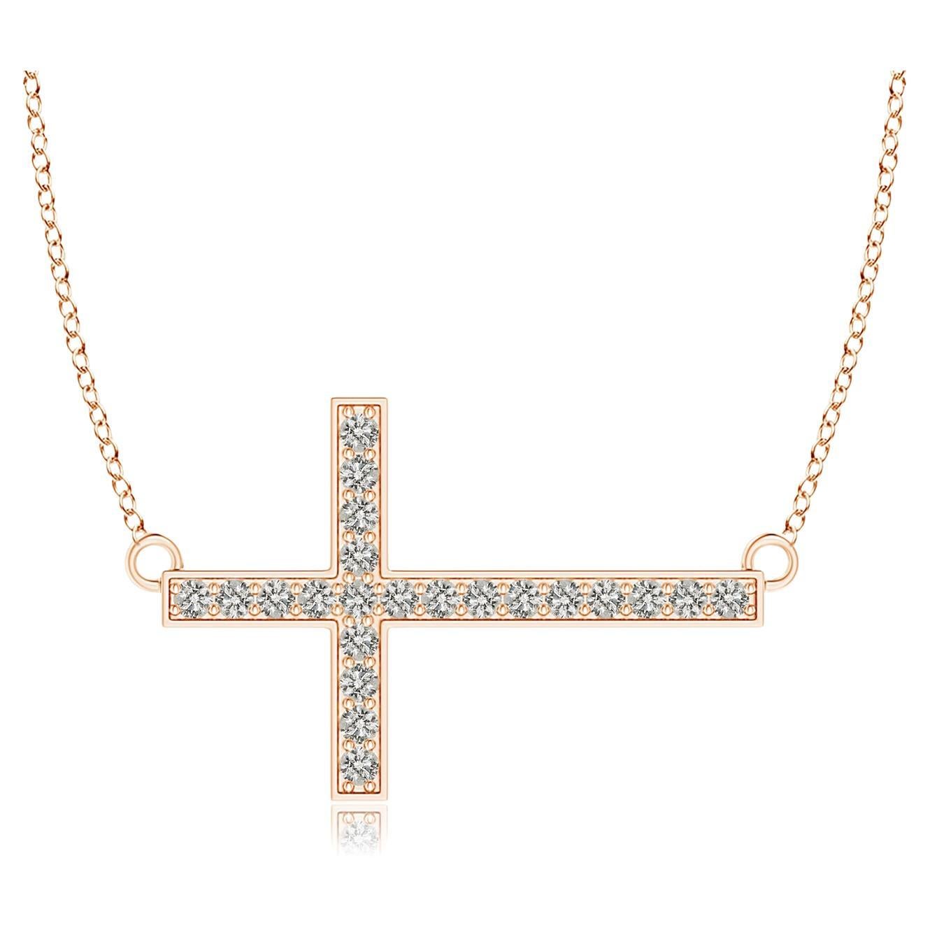 ANGARA Natural Classic Diamond Cross Necklace in 14K Rose Gold (Size ...