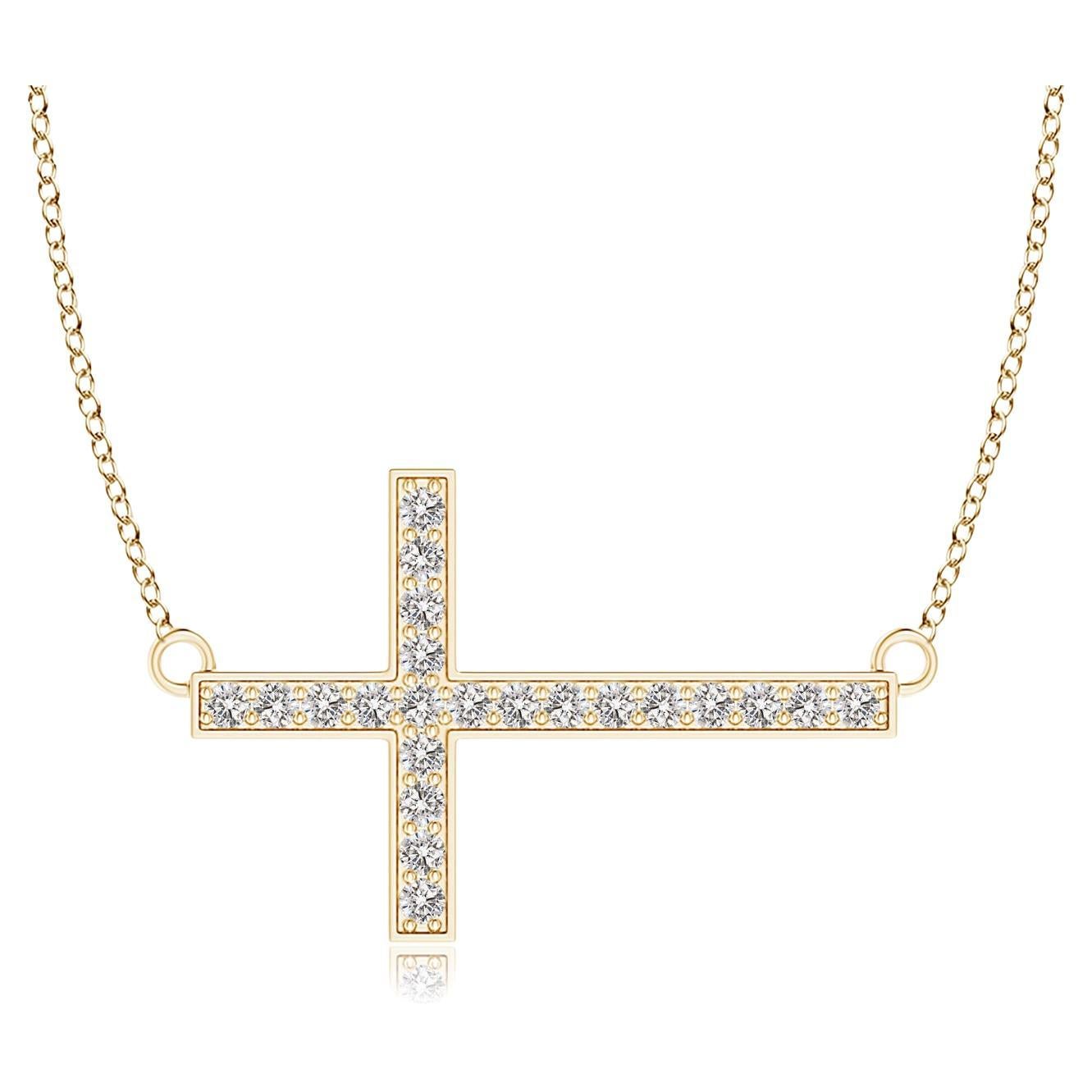 Natural Classic 0.1cttw Diamond Cross Necklace in 14K Yellow Gold (I-J ...