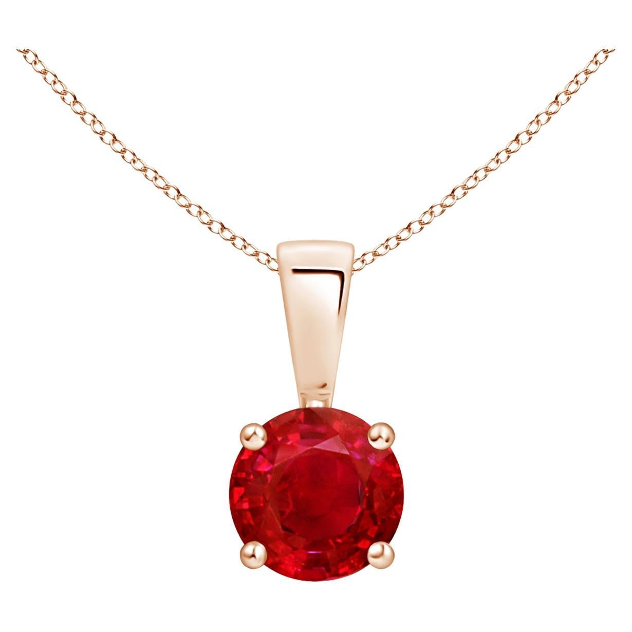 ANGARA Natural Classic Round Ruby Solitaire Pendant in Rose Gold (Size ...