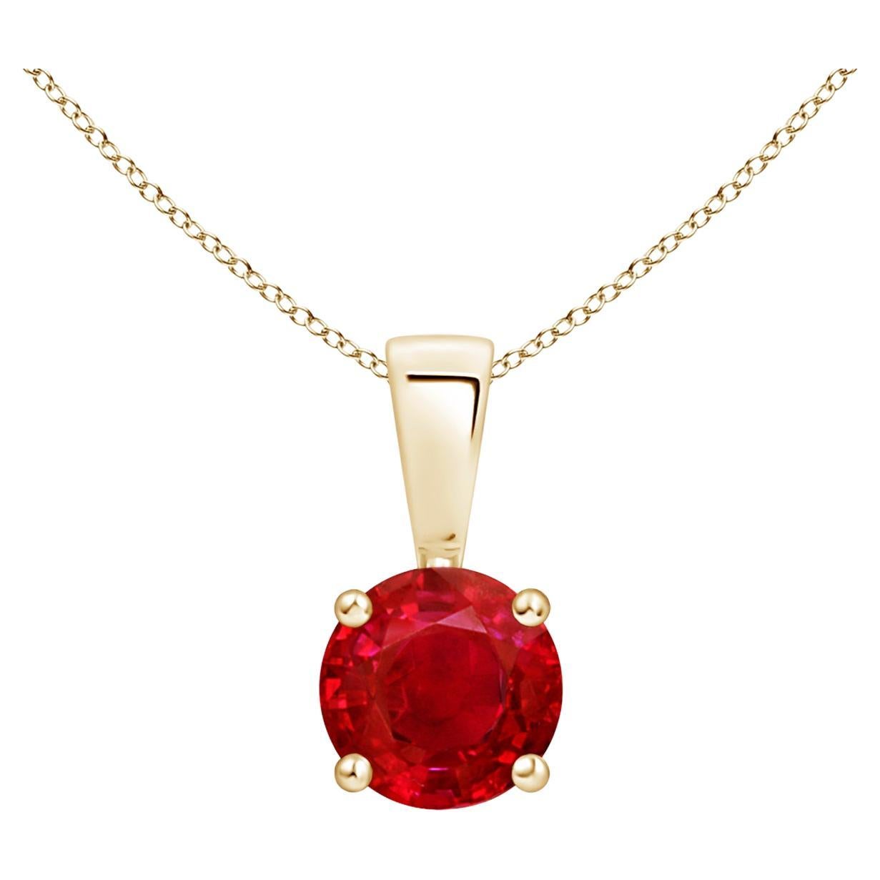 ANGARA Natural Classic Round Ruby Solitaire Pendant in Rose Gold (Size ...
